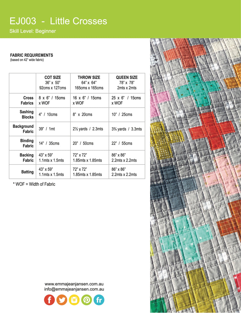 Little Crosses Quilt Pattern - PDF – Emma Jean Jansen