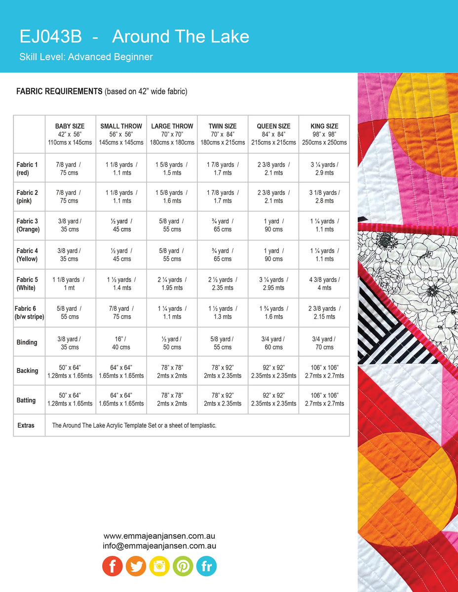 Around The Lake Quilt Pattern Version 2 - PDF – Emma Jean Jansen