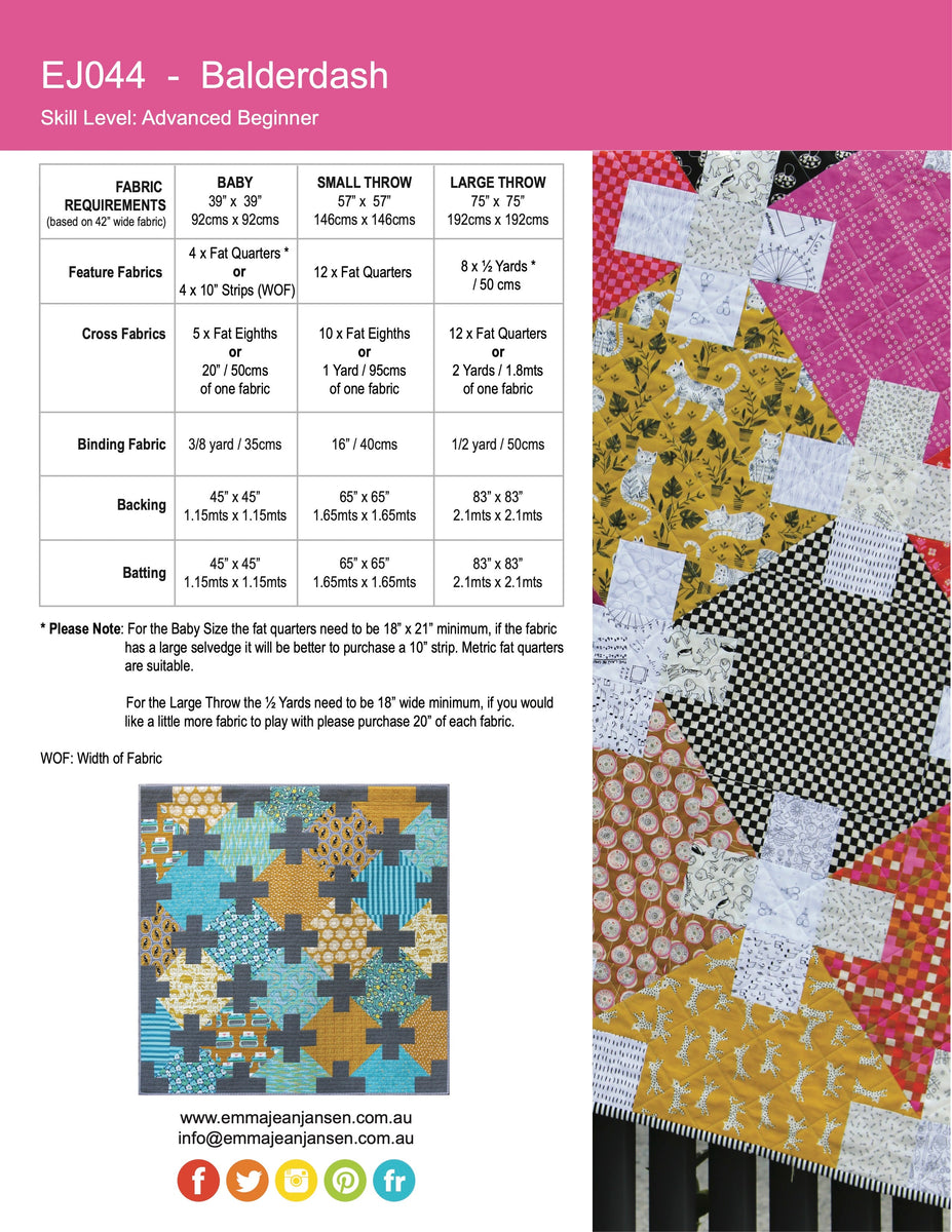 Balderdash Quilt Pattern - PDF – Emma Jean Jansen