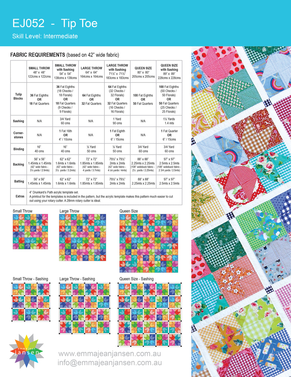 Tip Toe Quilt Pattern - PDF – Emma Jean Jansen